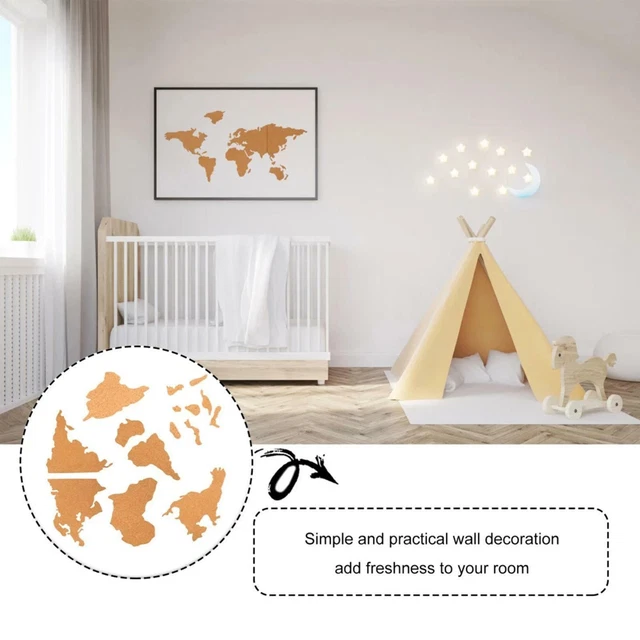 NATURAL WOODEN CORK World Map World Wall Map Cork Home Kitchen ...