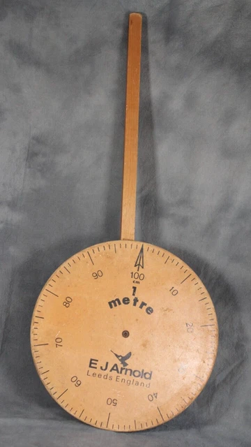 VINTAGE 1980S WOODEN School 1 Metre Trundle Wheel Measure Survey EJ ...