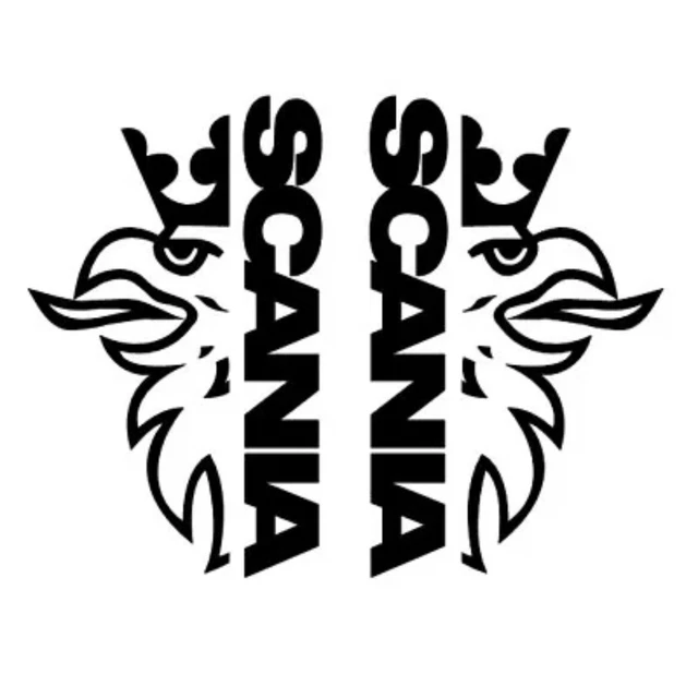 SET 2 ADESIVI Sticker Scania Logo Grifone Camion Cabina Vetri Vari ...