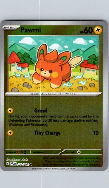 POKEMON | ME02: Phantasmal Flames | Pawmi | 032/094 | Reverse Holo | NM ...