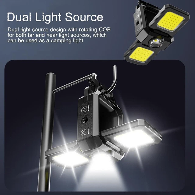 LED COB 3-LIGHTS Flashlight Rechargeable Work Lamp Mini Torch Pocket ...