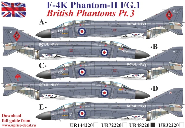 1:32 DECAL BRITISH F-4K Phantom-II FG.1 (FFA film) UpRise Decals ...