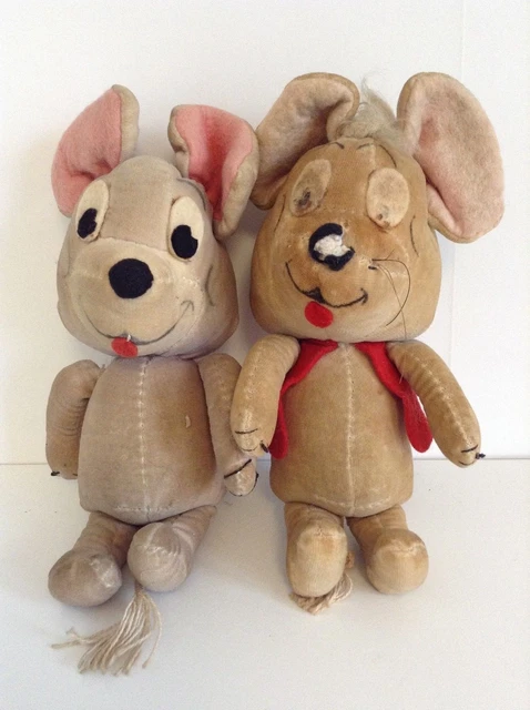 VINTAGE 1950S MERRYTHOUGHT Pixie and Dixie Mice Mouse Soft Toys Velvet ...