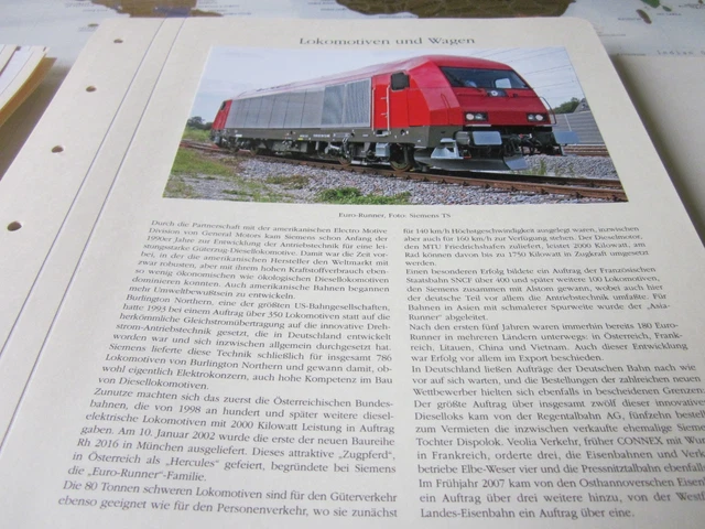 DEUTSCHES EISENBAHN ARCHIV 15 Loks Wagen 3442 Euro-Runner von Siemens ...