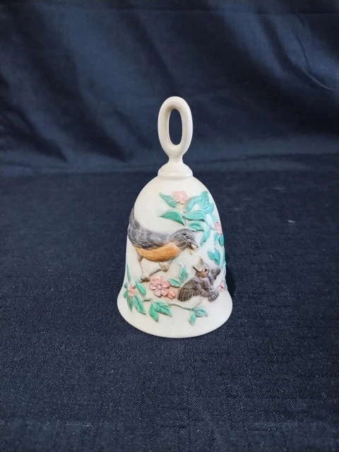 VINTAGE CERAMIC HAND Painted Provincial Mold Red Robin Bird And Pink ...