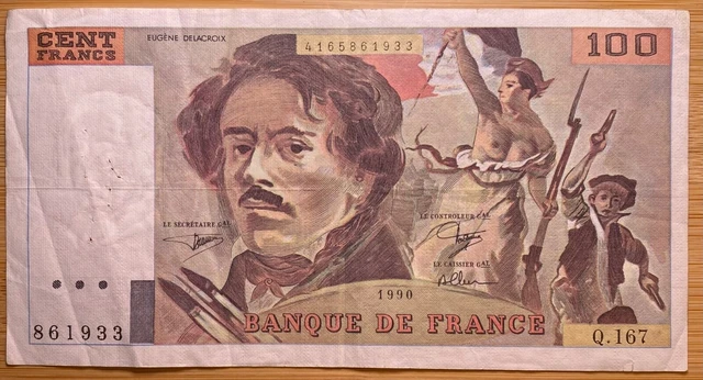 FRANCE BILLET DE 100 Francs Delacroix 1990 (Bill 168) EUR 3,50 ...
