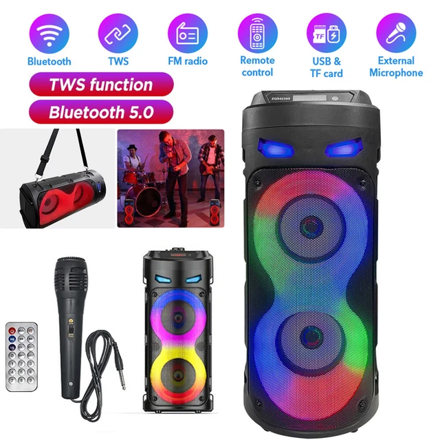 WIRELESS BLUETOOTH LED Karaoke Party Speaker Mic Subwoofer Portable Outdoor TWS £24.99 - PicClick UK