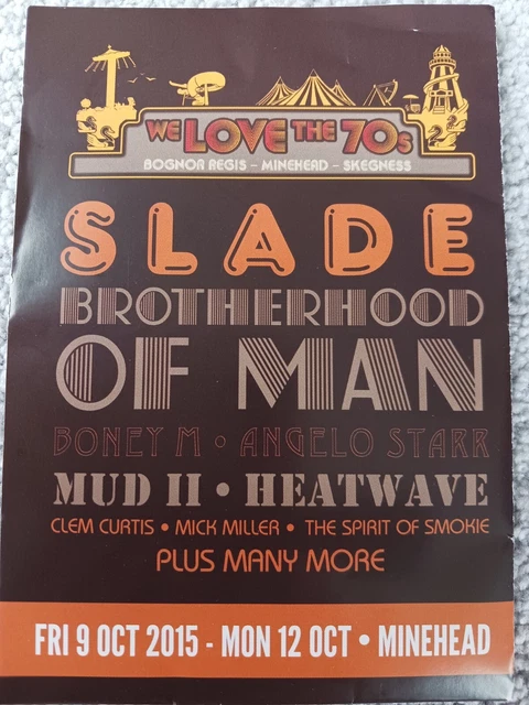 BUTLINS MINEHEAD MUSIC Festival We Love The 70s 1970s Music Memorabilia ...