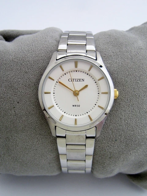 CITIZEN WATCH WOMENS 9633 S098262 Stainless Steel Bracelet White Dial ...