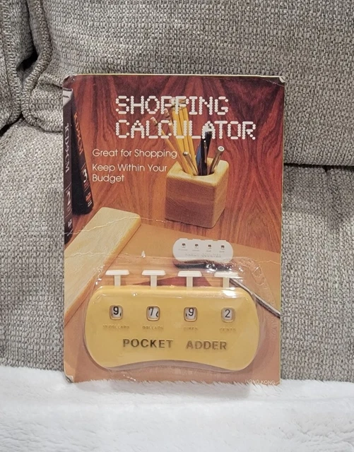 VINTAGE POCKET ADDER Grocery Shopping Calculator 4 Digit Buttons 1970s ...