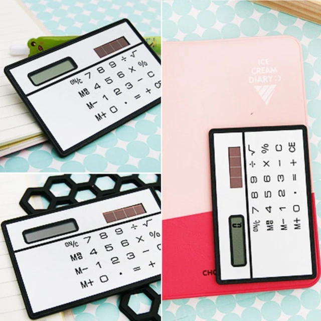 SLIM SOLAR POWER Pocket Calculator Cute Solar Calculator I2A5 Us Q8T7 ...