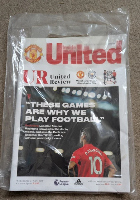 MATCH PROGRAMME, MANCHESTER United v Manchester City, Premier League ...