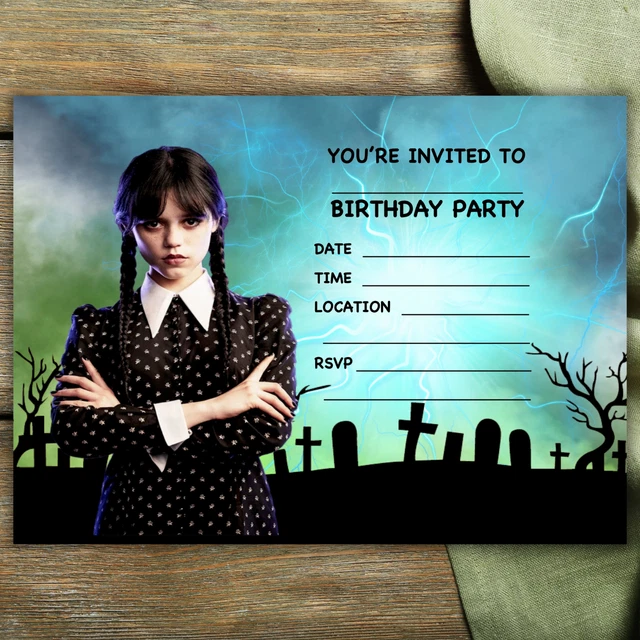 * WEDNESDAY ADDAMS BIRTHDAY PARTY INVITATIONS girls boys kids children ...
