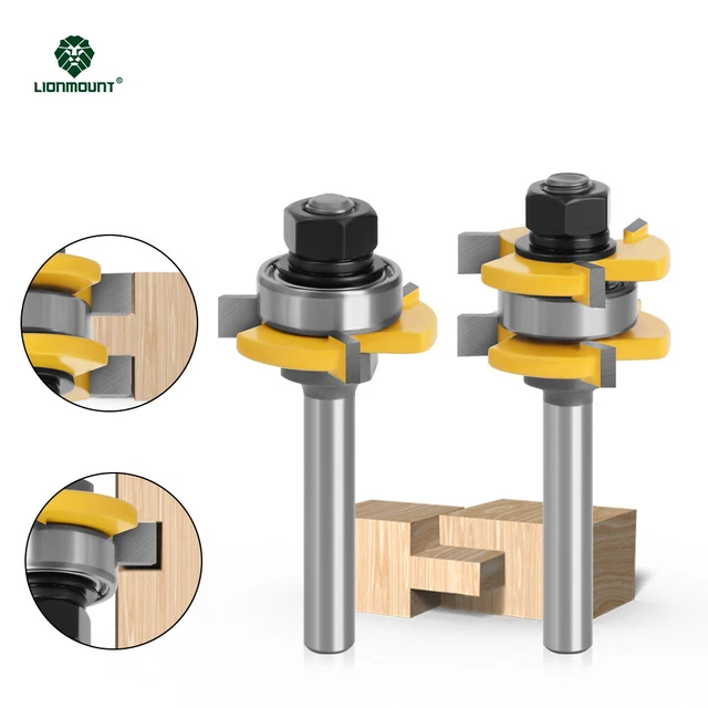 DIA:1/4 TONGUE & Groove Cutter Tenon Joint Router Bit Set 6mm 8mm 12mm ...