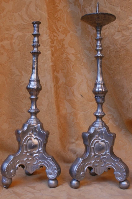 ZWEI ALTARLEUCHTER ELEGANTES Rokoko um 1770 Zinn 38 cm Leuchter EUR 190 ...