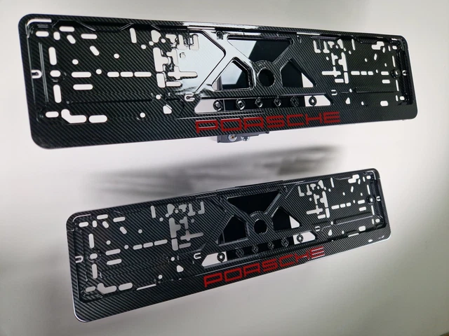 PORSCHE CAR number plate holder frame surround carbon 2 pieces £114.00 ...