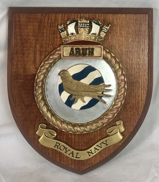 HMS ARUN BOAT Badge, Tampion, Wall Crest, Royal Navy M2014 Minesweeper ...