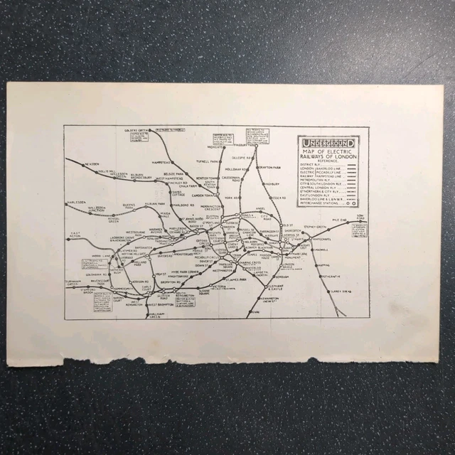 ORIGINAL 1922 MAP Of Underground Map of Electric Railways of London ...