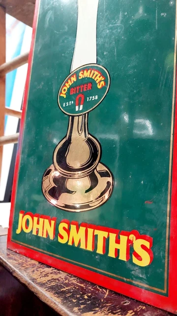 JOHN SMITHS ADVERTISING Enamel Old Pub Sign Cask Conditioned Bitter ...