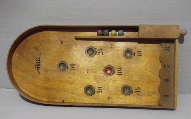 Ancien Jouet Ancien Flipper De Table En Bois Avec 4 Billes En Terre Eur 6000 Picclick Fr