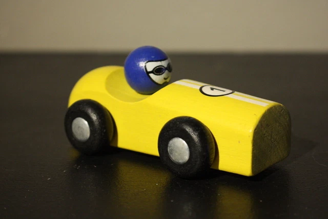 PINTOY WOOD RACING Race Car Number 1 Yellow Pin Toy Wooden EUR 10,93 ...