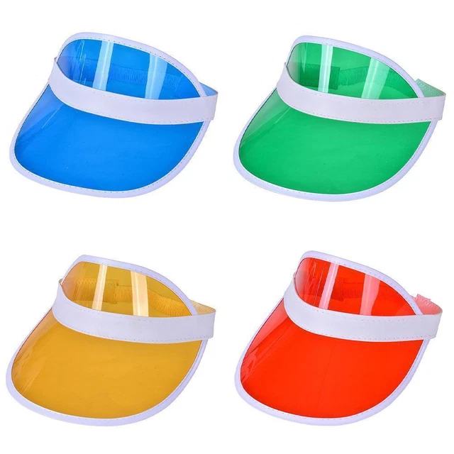 CHILD KIDS TENNIS Beach Colored Plastic Clear Transparent Visor Sun ...