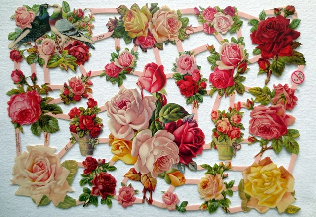 GLANZBILDER OBLATEN ~ ef 7234 Rosen Blumen Scrap Albumbilder Poesie EUR 1,70 - PicClick DE