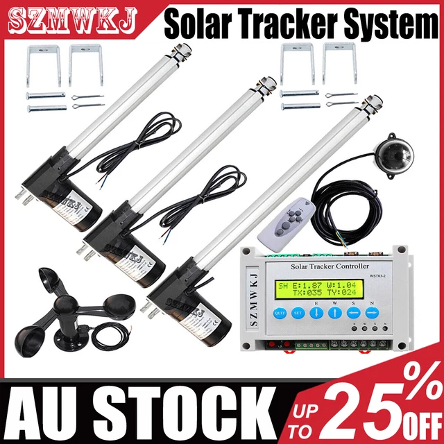 DUAL AXIS SOLAR Tracking Tracker -DC 6000N Linear Actuators Anemometer ...