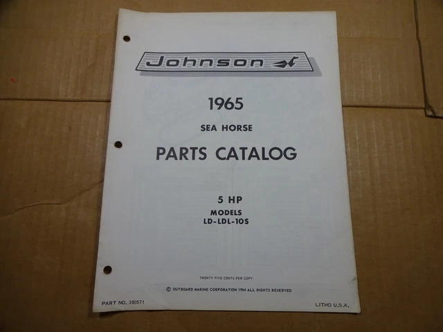 1965 JOHNSON SEA Horse 5 HP Outboard Parts Catalog Manual 380571 £9.95 ...