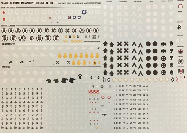 SPACE MARINES INFANTRY Transfer Sheet Decals Warhammer 40K £3.49 ...