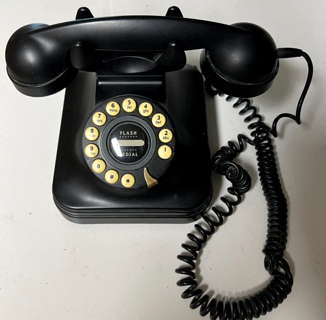 VINTAGE GRAND PHONE FLASH REDIAL BLACK Touch Button Retro 1950's Style ...