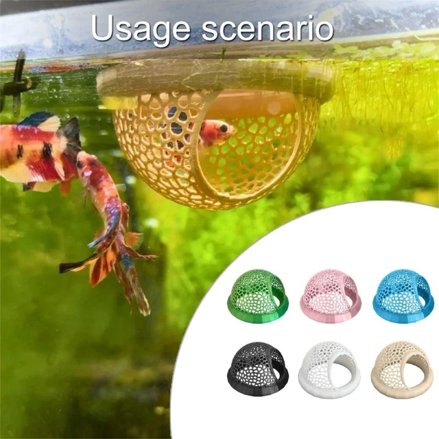 FLOATING BETTA CAVE Shrimp Hide Aquarium Hammock Feeder Circle Resting ...