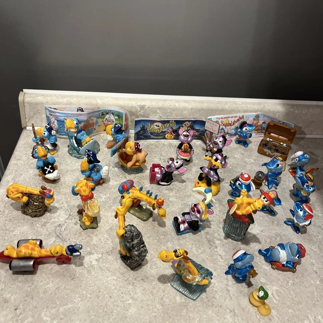 LOTTO SORPRESINE KINDER Pappagalli Giraffe Squali Vampiri + Cartine EUR ...