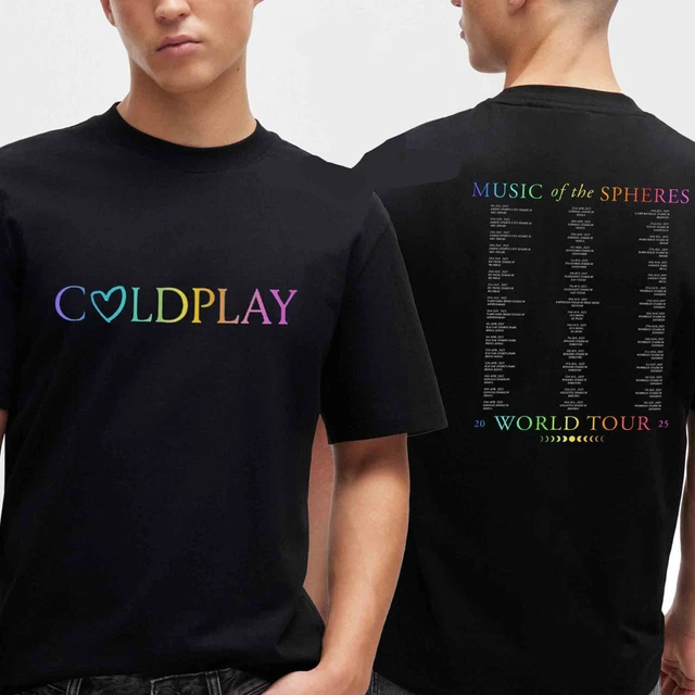 COLDPLAY 2025 MUSIC Of The Spheres World Tour Heart Logo Two Sided T ...