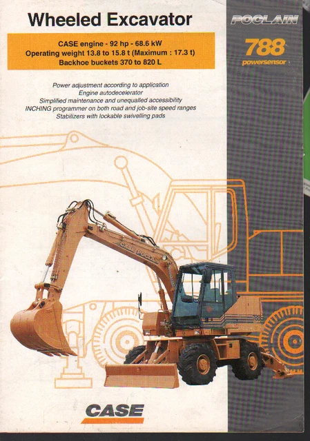 CASE POCLAIN &1088& Wheeled Hydraulic Excavator Brochure Leaflet £5.00 - PicClick UK
