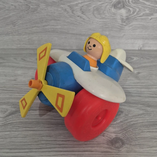 VINTAGE FISHER PRICE 1980 Pull Along Plane Toy Retro Aeroplane (Missing ...