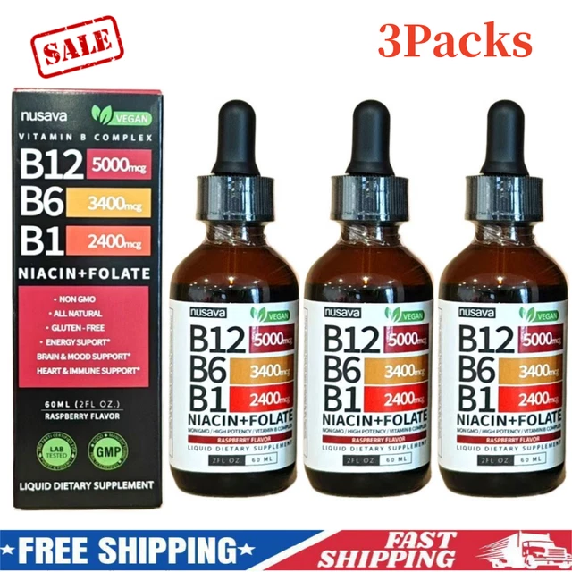 3X VITAMIN B12 and B6 Liquid Drops,B12 Sublingual B Complex - B12 ...