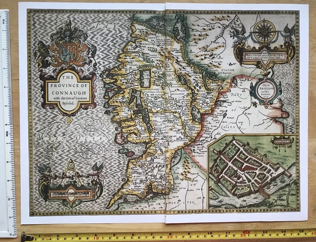 OLD TUDOR MAP of Connaught, Ireland: John Speed 1600's 15" x 11 ...