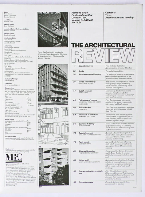 ARCHITECTURAL REVIEW MAGAZINE #1124 October 1990 Architecture and ...
