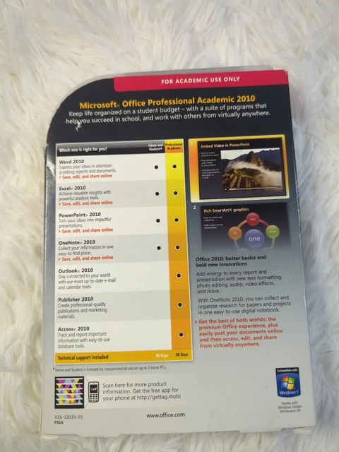 MICROSOFT OFFICE PROFESSIONAL Academic 2010 Product Key Install Disc ...