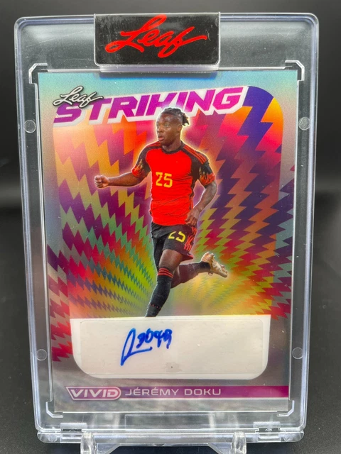 2022 LEAF VIVID Soccer Striking Autographe Jeremy Doku 3/7 Auto EUR 87 ...