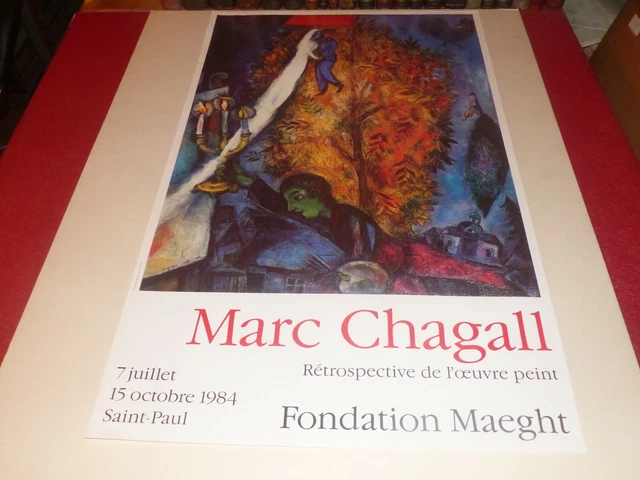 ORIGINAL MARC CHAGALL RETROSPECTIVE POSTER Rare 1984 MAEGHT Foundation ...