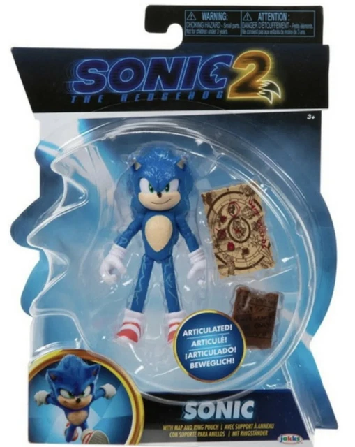SONIC THE HEDGEHOG Movie 2 Sonic with Map and Ring Pouch 4" Articulated ...