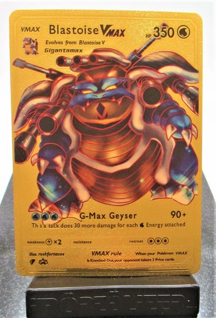 POKEMON BLASTOISE VMAX 350 HP Gold Foil Fan Art Card EUR 2,83 - PicClick FR