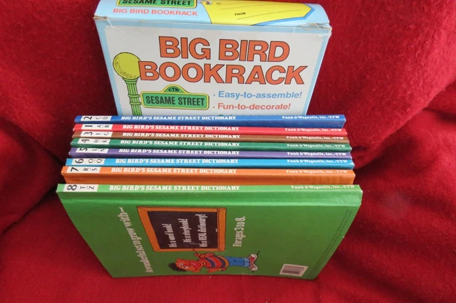 VINTAGE BIG BIRD'S Sesame Street Dictionary Books Vol 1-8, bookrack ...
