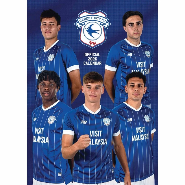 CARDIFF CITY FC A3 Calendar 2026 - Football - Month To View £13.98 ...