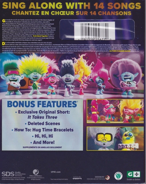 DREAMWORKS TROLLS 3 BAND TOGETHER BLURAY & DVD SET with Justin ...