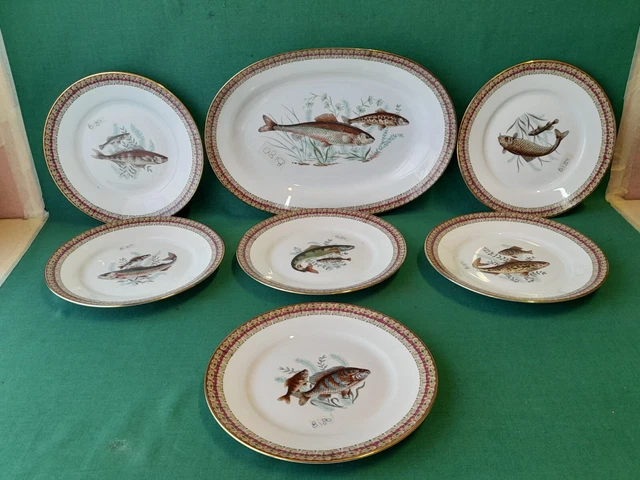 RARO SERVIZIO PIATTI Da Pesce Porcellana Richard Ginori Vintage 6 ...