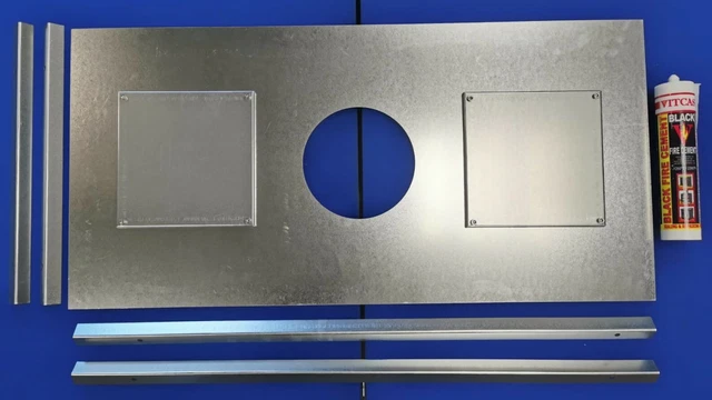 STOVE REGISTER PLATE, steel chimney closure board for wood burner £40. ...