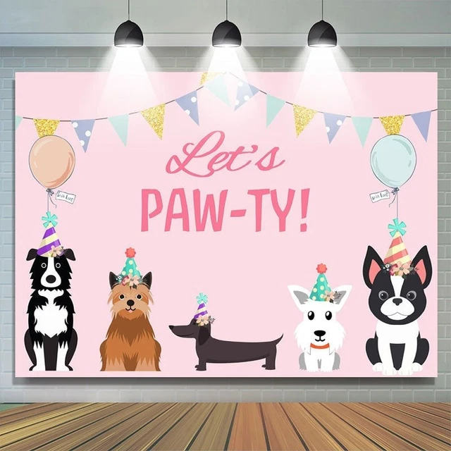 LETS PAWTY PUPPY Dog Themed Happy Birthday Backdrop $36.00 - PicClick AU